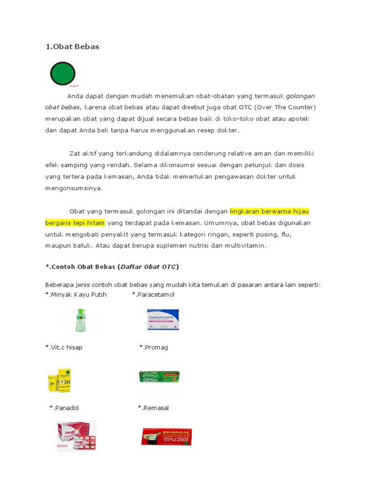 Contoh dan Jenis Obat Bebas OTC | PDF