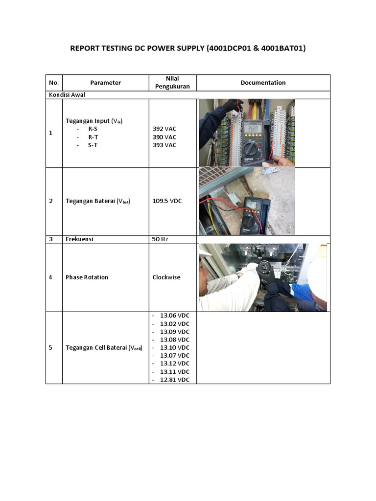 Report Testing DC Power Supply | PDF