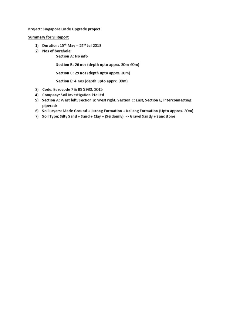 Summary From SI Report | PDF