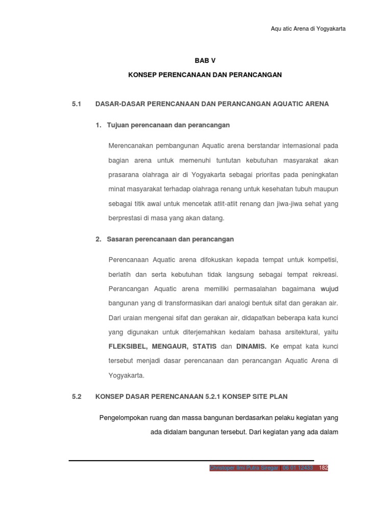 KONSEP PERENCANAAN DAN PERANCANGAN AQUATIC ARENA DI YOGYAKARTA | PDF