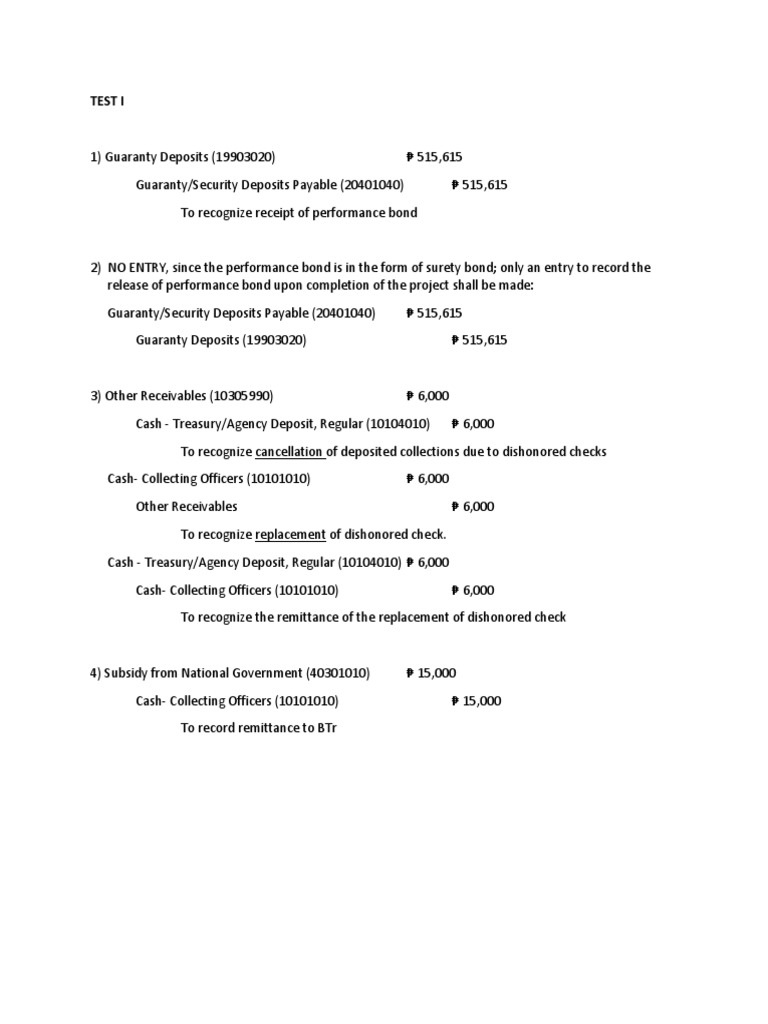 Test I | PDF | Guarantee | Cheque