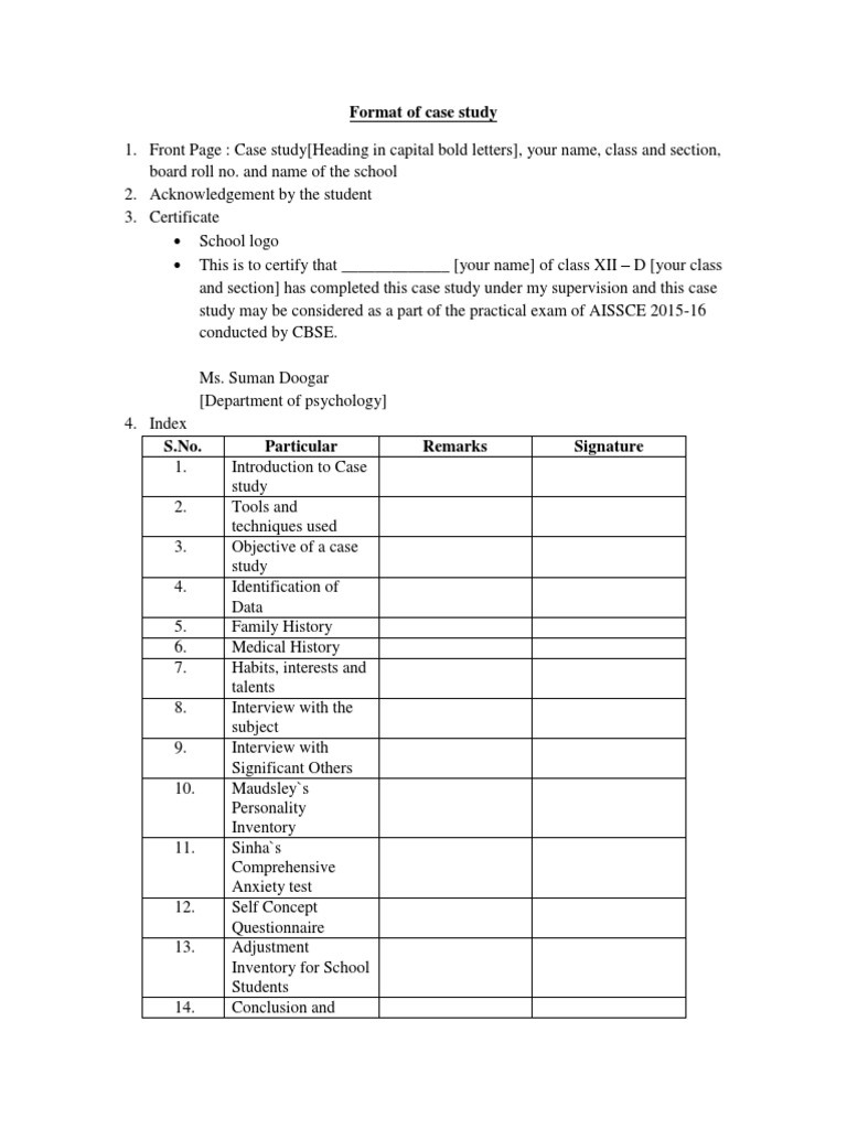 Psychology Case Study Format Guide | PDF | Case Study | Qualitative ...