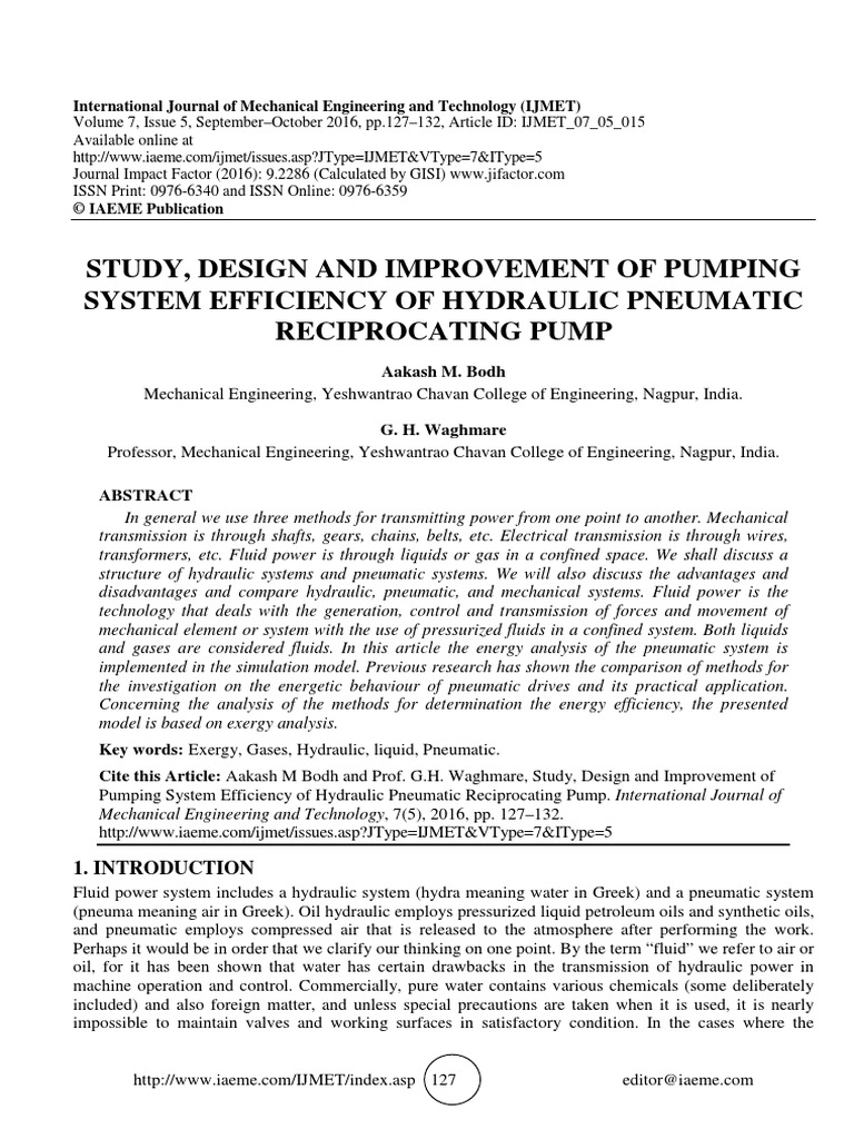 Bahan Reading Hydraulic Pneumatic | PDF | Pump | Fluid Dynamics