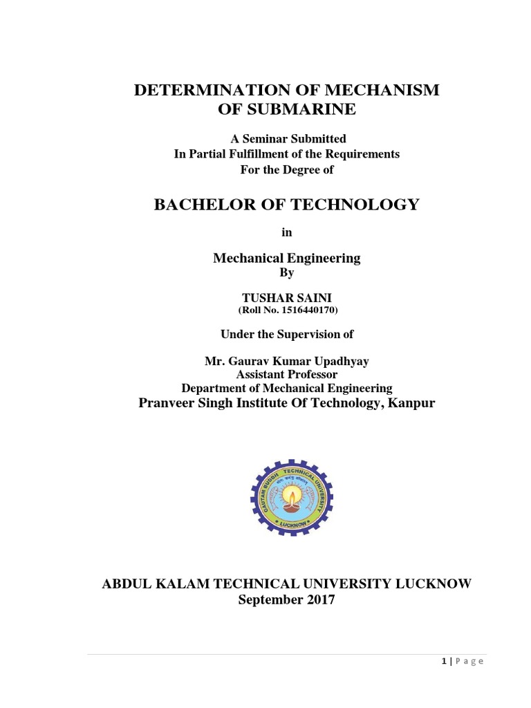 Mechanism of Submarine | PDF | Submarines | Rudder
