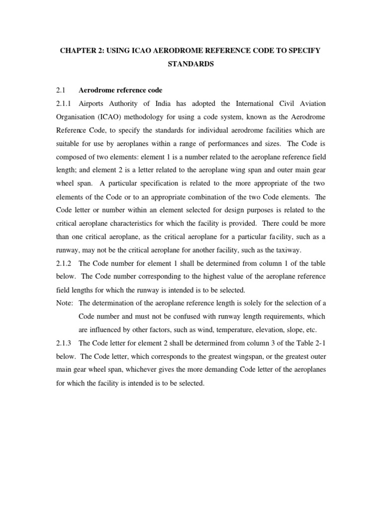 Chapter 2: Using Icao Aerodrome Reference Code To Specify Standards ...