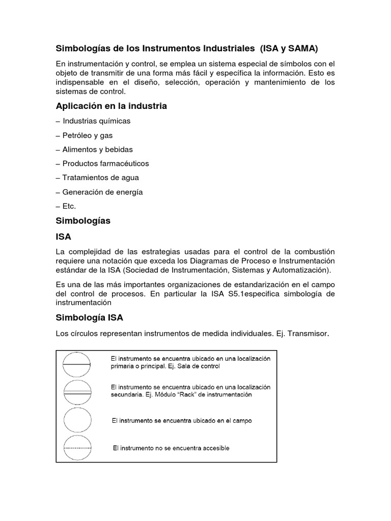 Simbologías ISA Y SAMA | PDF