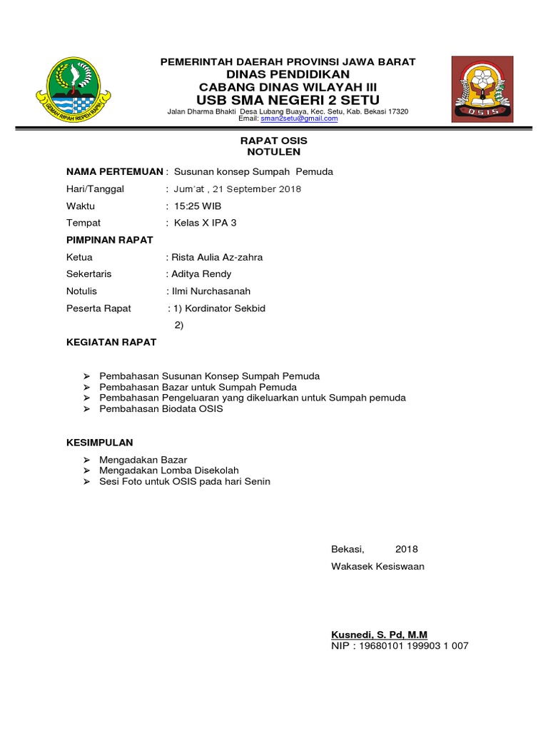 Agenda Rapat Osis | PDF