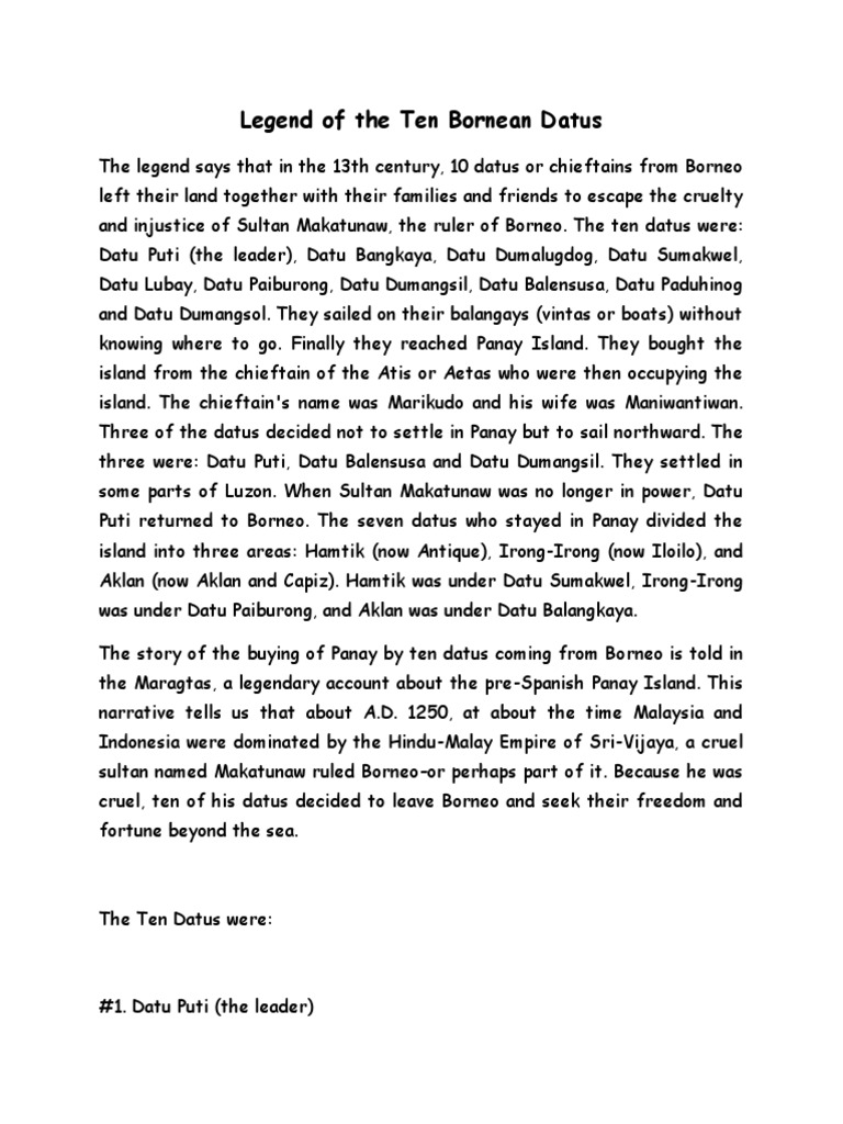 Legend of the Ten Bornean Datus | Philippines