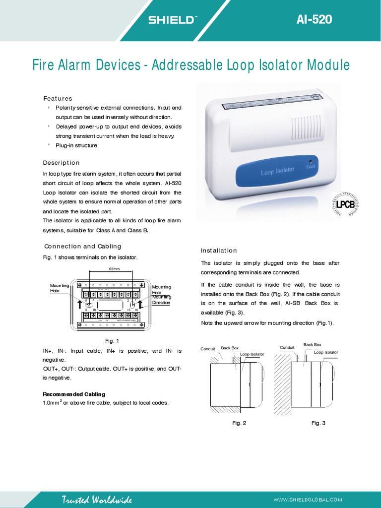 Addressable Loop Isolator Module Ai 520 Pdf Components Equipment