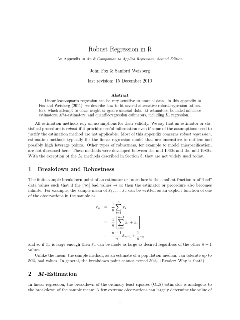 Appendix Robust Regression | PDF | Errors And Residuals | Ordinary Least Squares