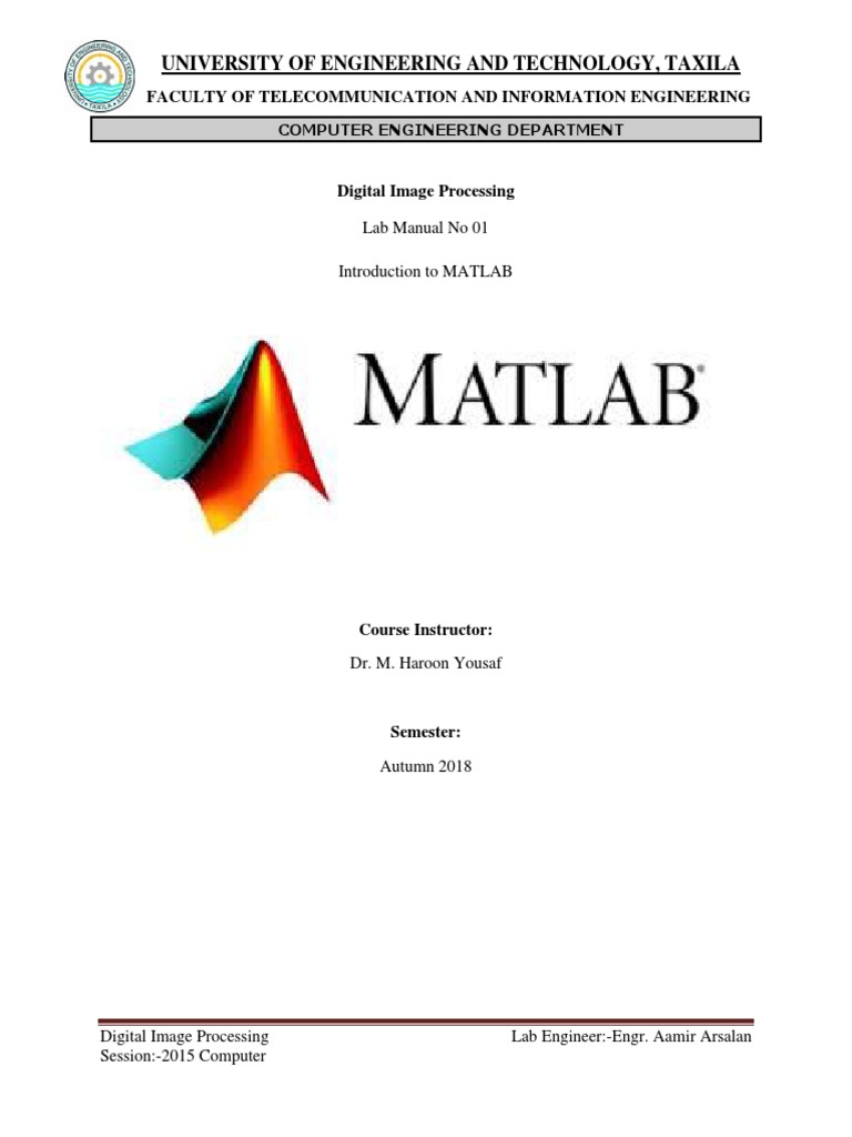 University of Engineering and Technology, Taxila: Lab Manual No 01 ...