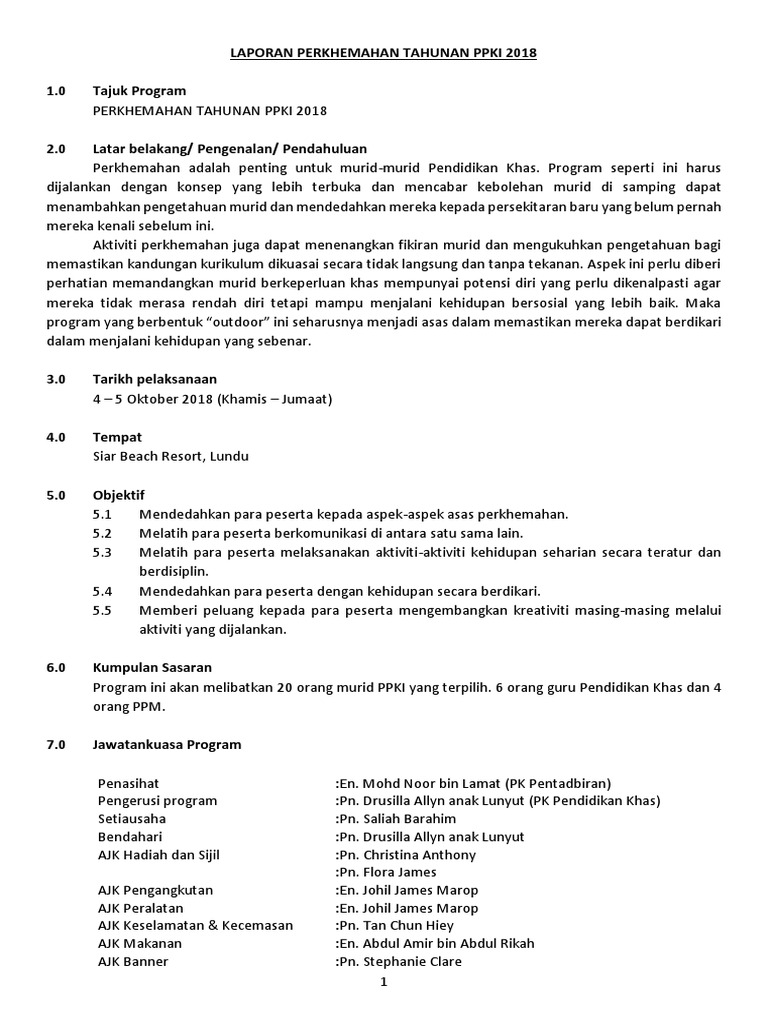 Laporan Perkhemahan Tahunan Ppki 2018 | PDF