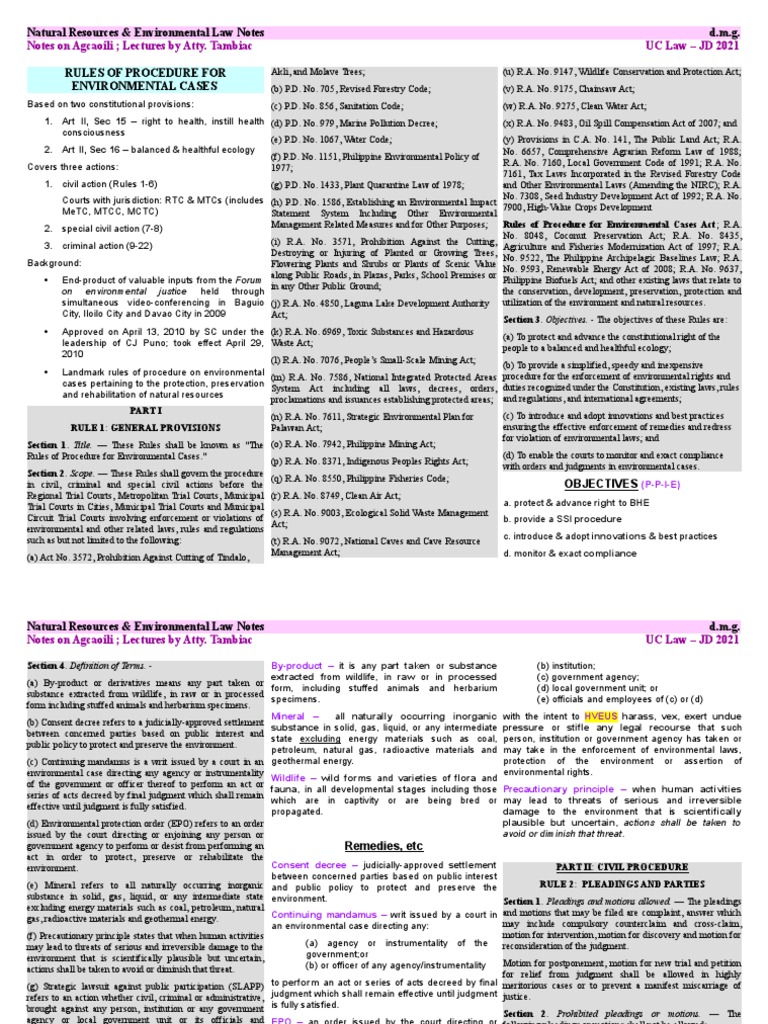 Natural Resources & Environmental Law (Nat Res) Notes | Download Free ...