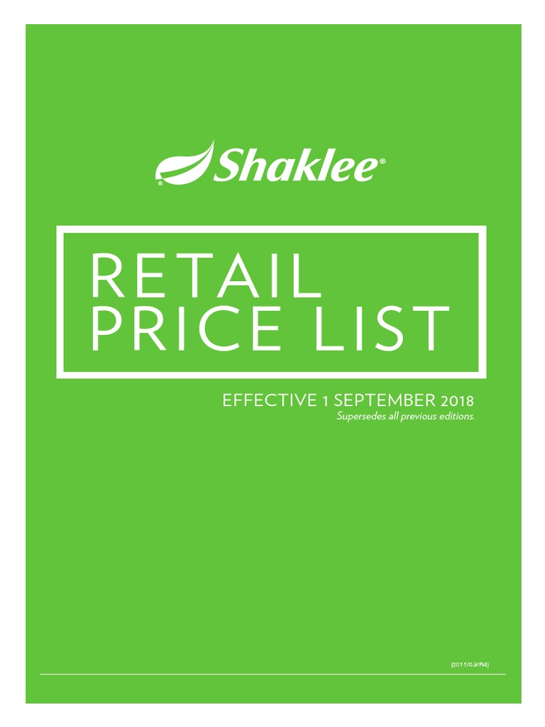 Retail Price List: Effective 1 September 2018 | PDF
