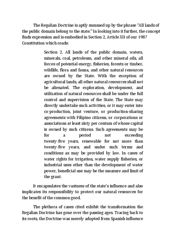 The Regalian Doctrine | PDF | Property | Citizenship