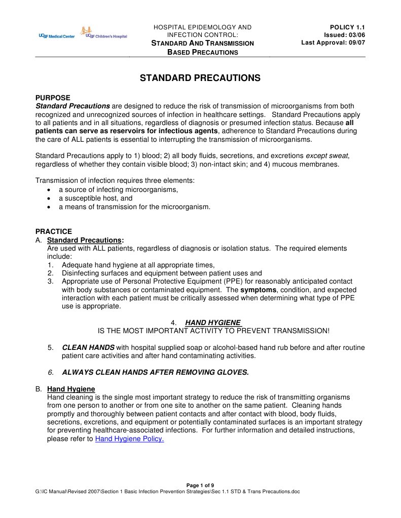 Standard Precautions: S A T B P | PDF | Infection Control ...