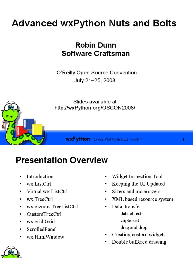 Advanced WxPython Nuts and Bolts Presentation | PDF | Widget (Gui) | Graphical User Interfaces