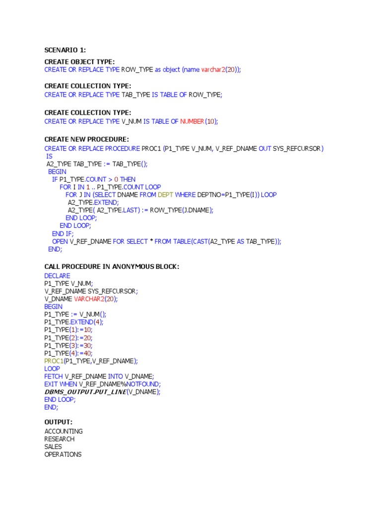 Oracle Collections Practical Example | PDF | Computer Programming ...