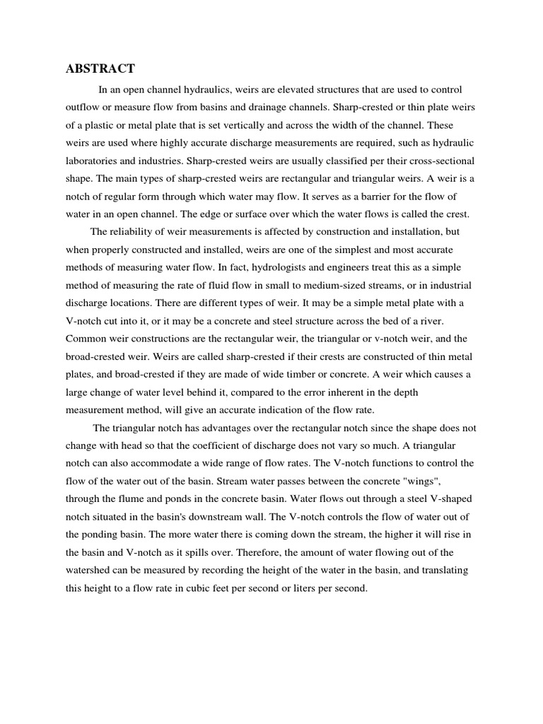 Flow Over Weirs | PDF | Flow Measurement | Discharge (Hydrology)