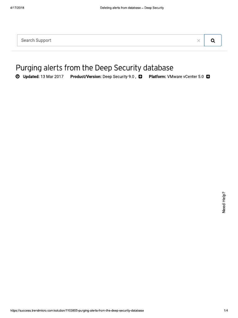 Deleting Alerts From Database - Deep Security | PDF