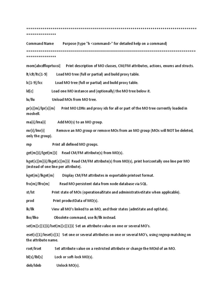 Main Moshell Commands | PDF | Computer Architecture | Computer Data
