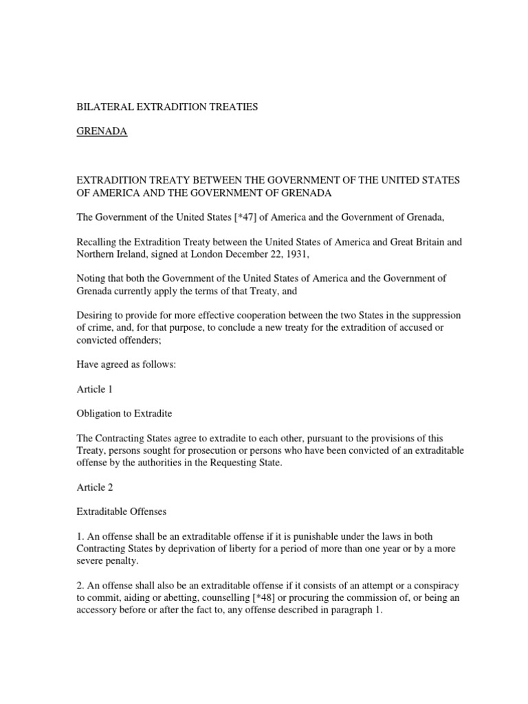 Grenada PDF | PDF | Extradition | Treaty
