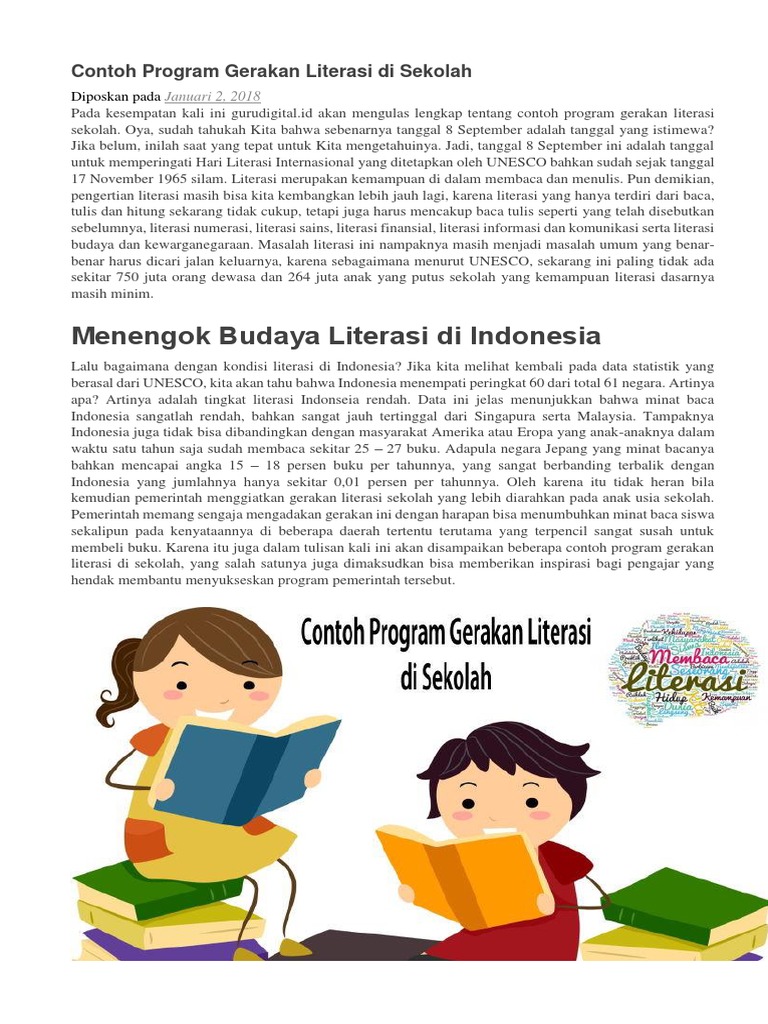 Contoh Program Gerakan Literasi Di Sekolah | PDF