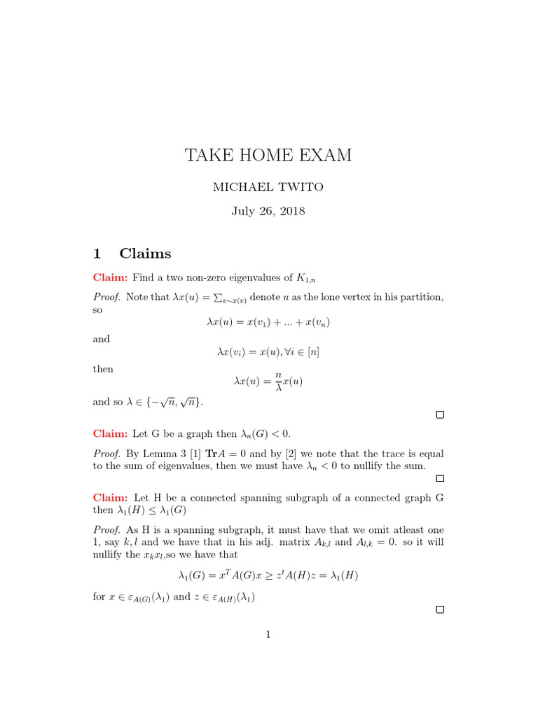 Take Home Exam | PDF | Mathematical Relations | Discrete Mathematics