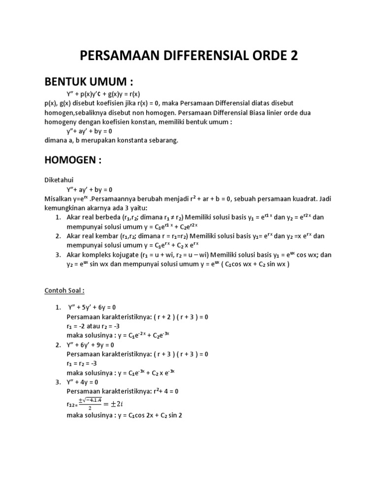 Persamaan Differensial Orde 2 | PDF