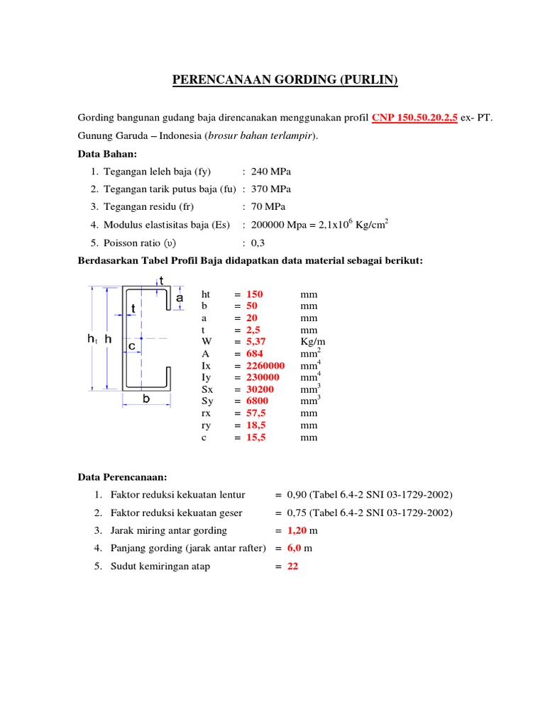 Perencanaan Gording Baja CNP 150 | PDF | Sains & Matematika