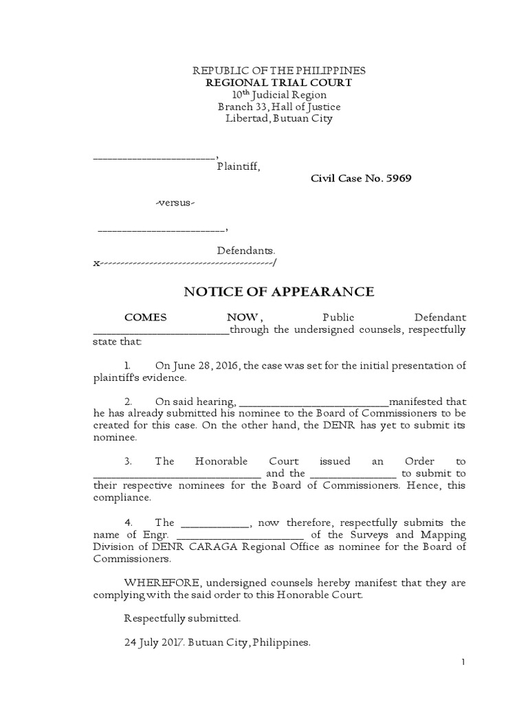 Notice of Appearance 3 | PDF