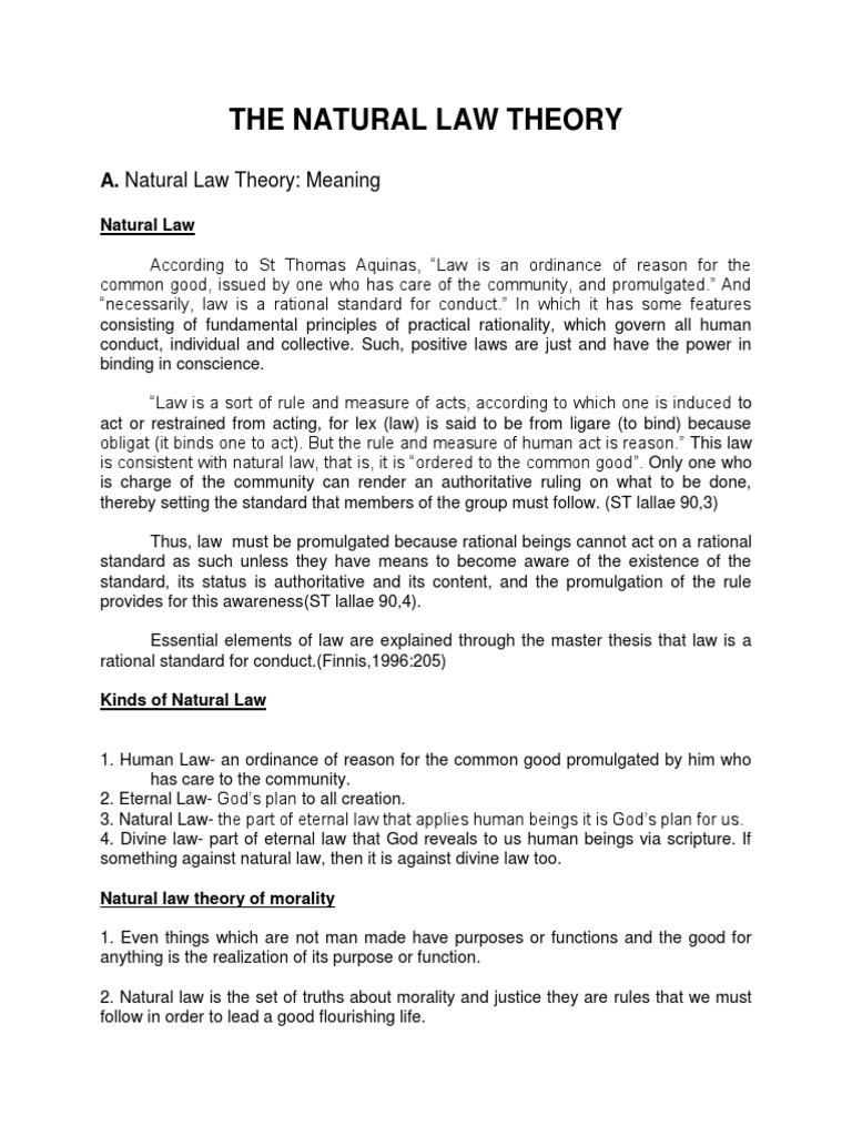The Natural Law Theory | PDF | Natural Law | Thomas Aquinas