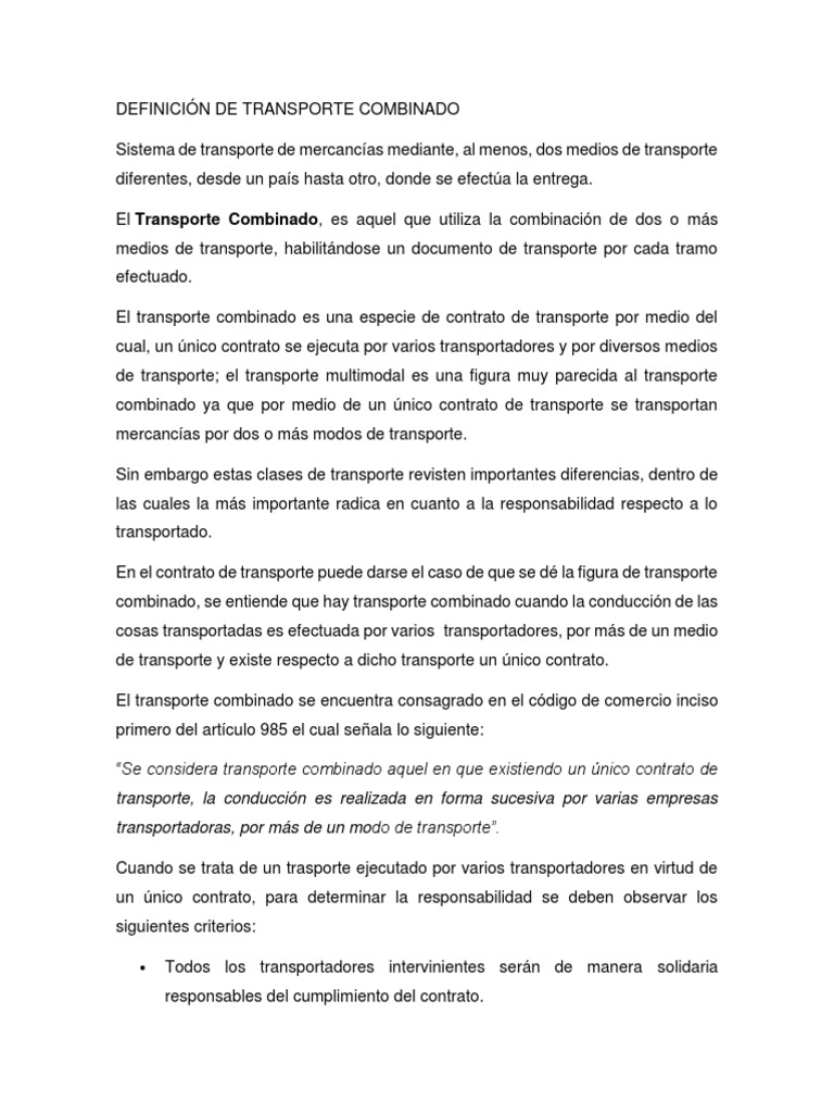 Definición de Transporte Combinado | PDF | Transporte Intermodal de ...