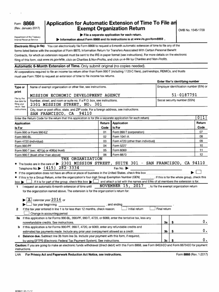 Mission Economic Development Agency 990 2016 | PDF | Irs Tax Forms | Taxes