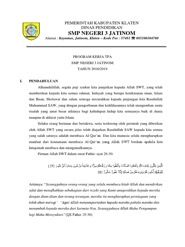 Program Kerja Tpa | PDF