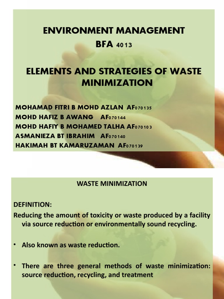 Elements of Waste Minimization | PDF | Recycling | Reuse