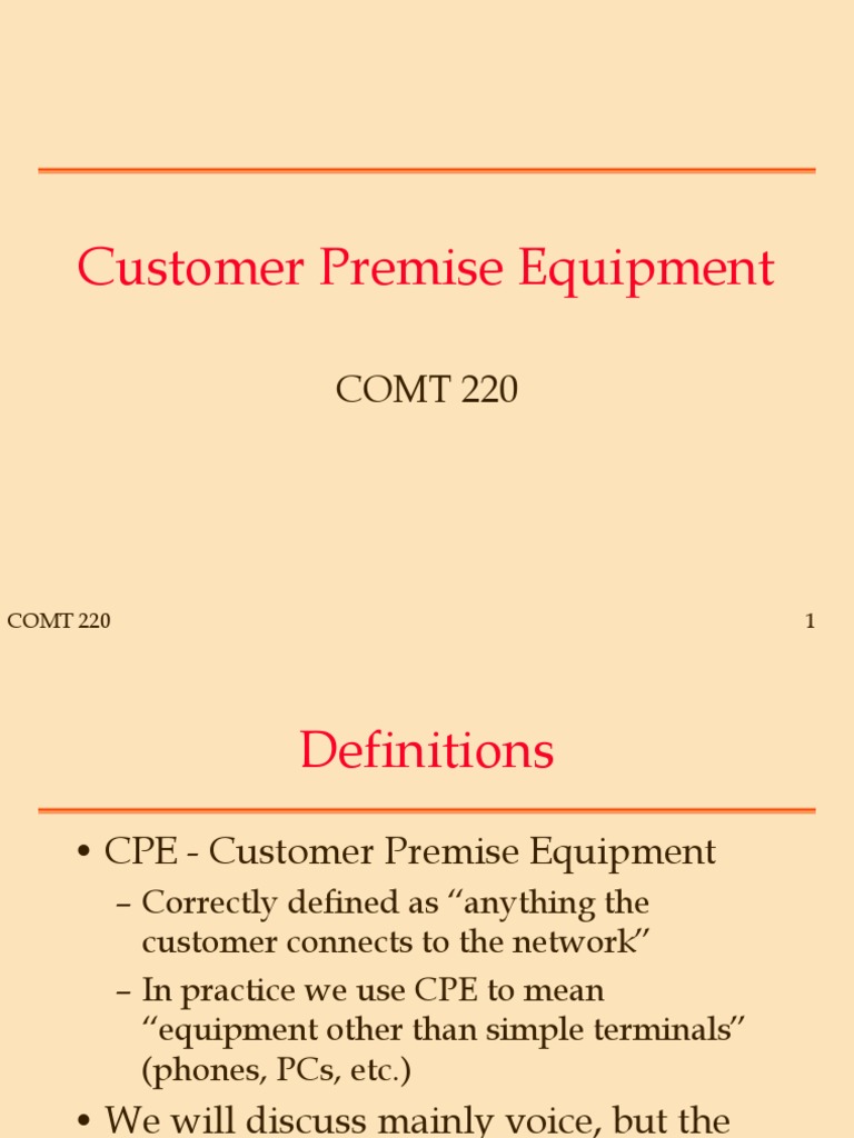 Understanding Customer Premise Equipment | PDF | Telephone Exchange ...