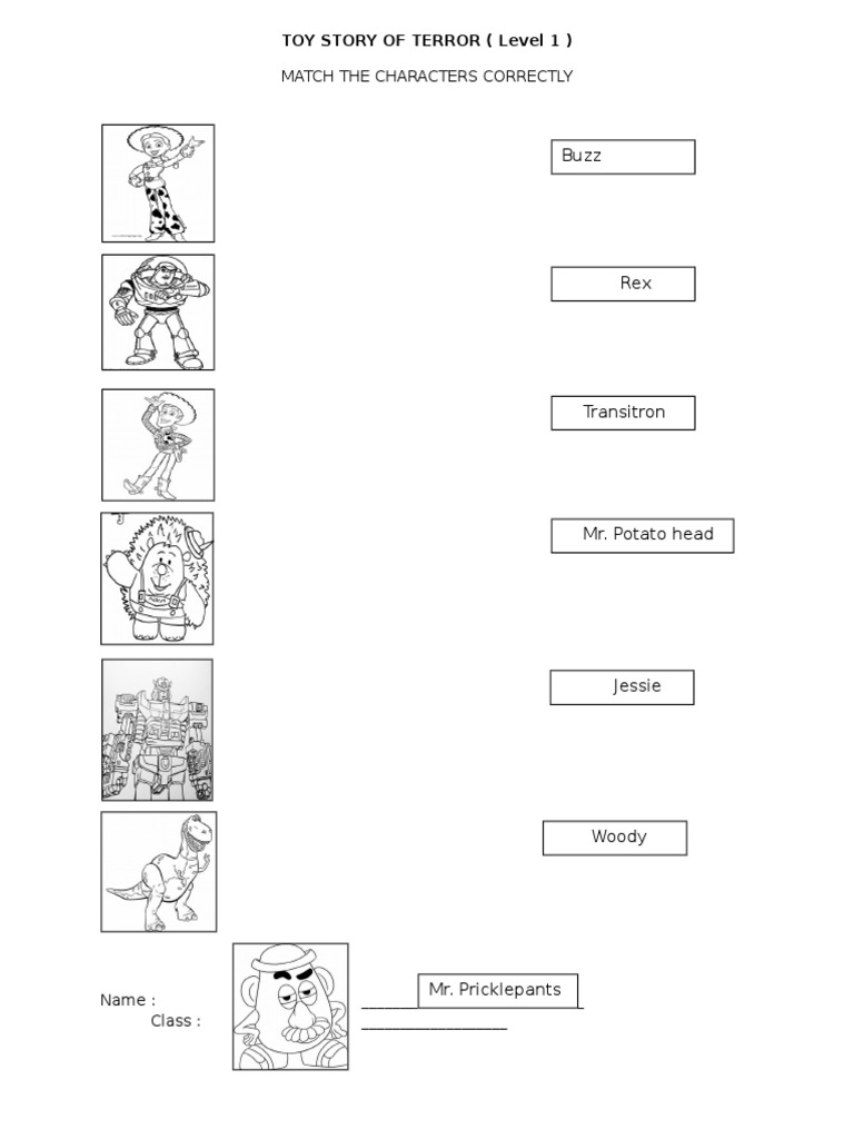 Match The Characters Correctly: Buzz Lightyear | PDF
