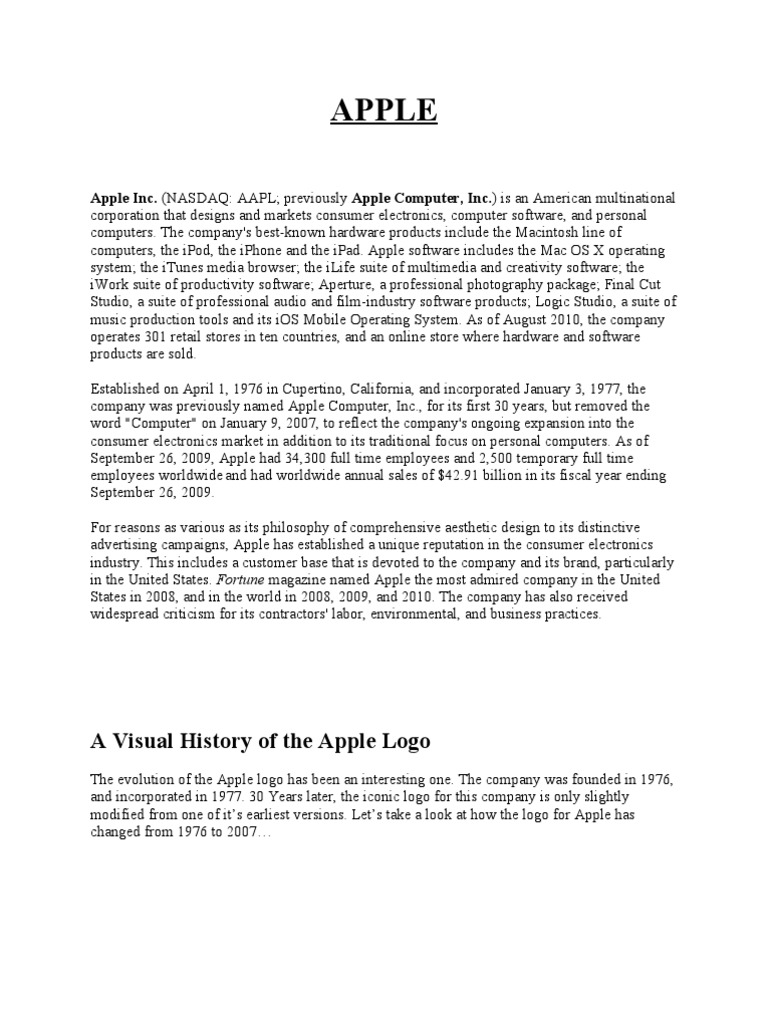 Logo History of Apple | PDF | Apple Inc. | Steve Jobs
