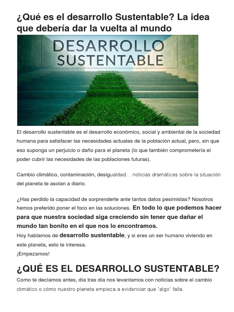 Definición de Desarrollo Sustentable | PDF | Desarrollo sostenible ...