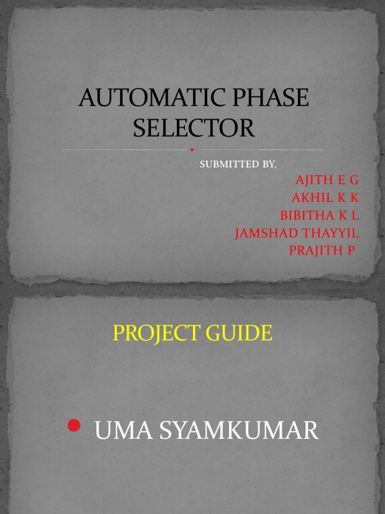 Automatic Phase Selector | PDF | Relay | Computer Science