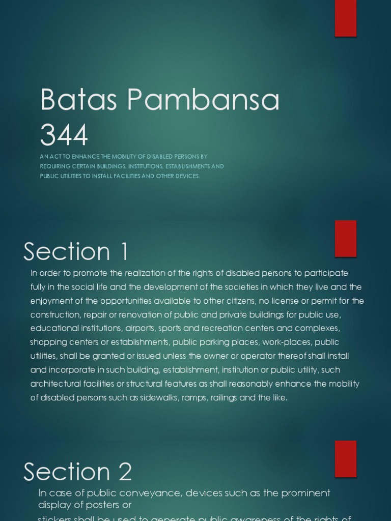Batas Pambansa 344 | PDF | Public Transport | Accessibility