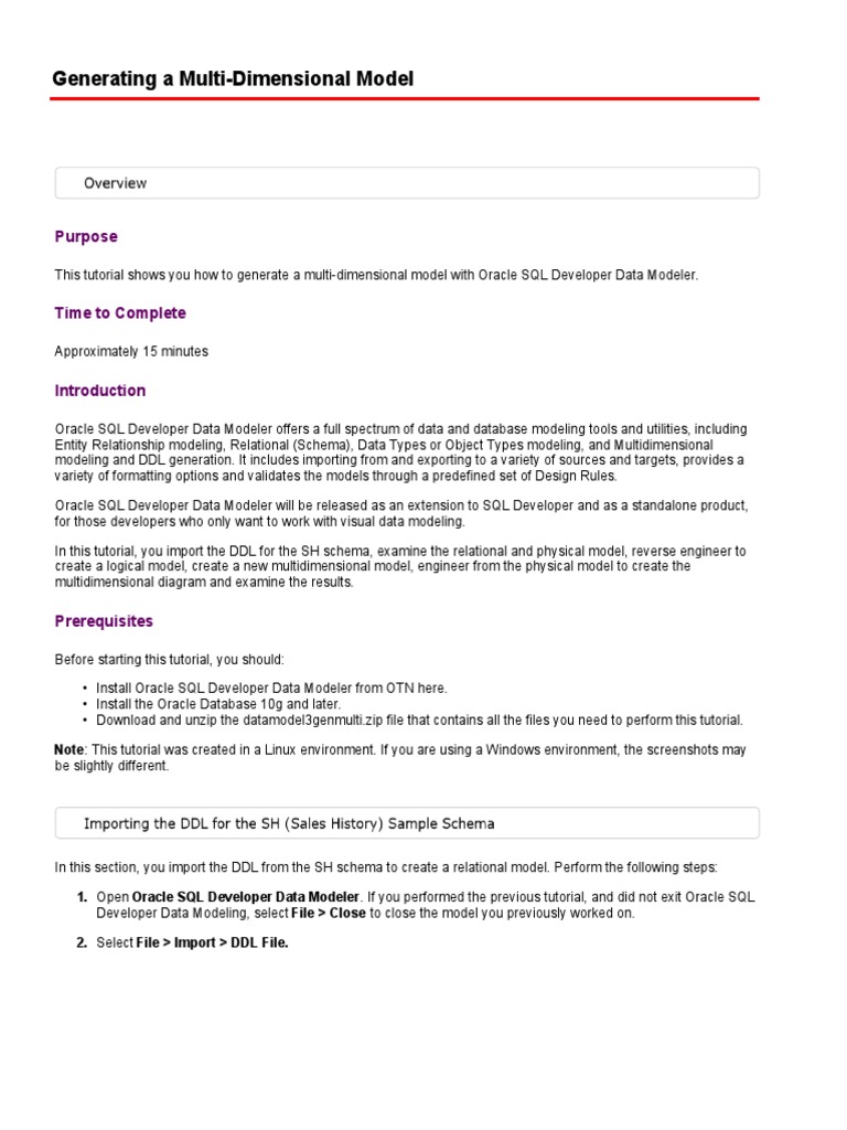 Generating A Multi-Dimensional Model PDF | PDF | Oracle Database ...