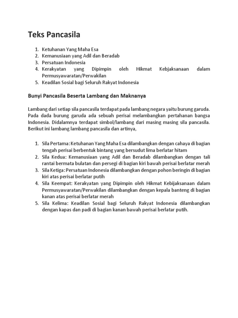 Teks Pancasila | PDF