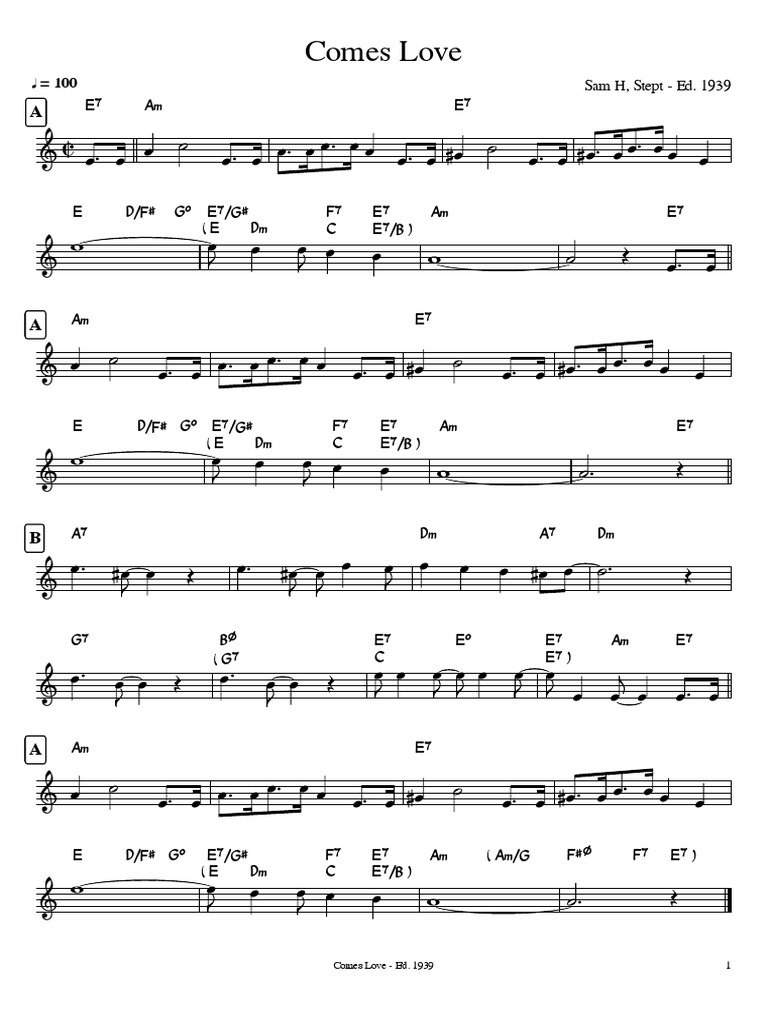 Comes Love: Sam H, Stept - Ed. 1939 100 | PDF