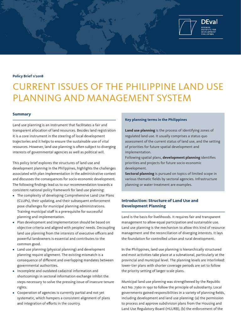 Current Issues of The Philippine Land Use Planning and Management ...
