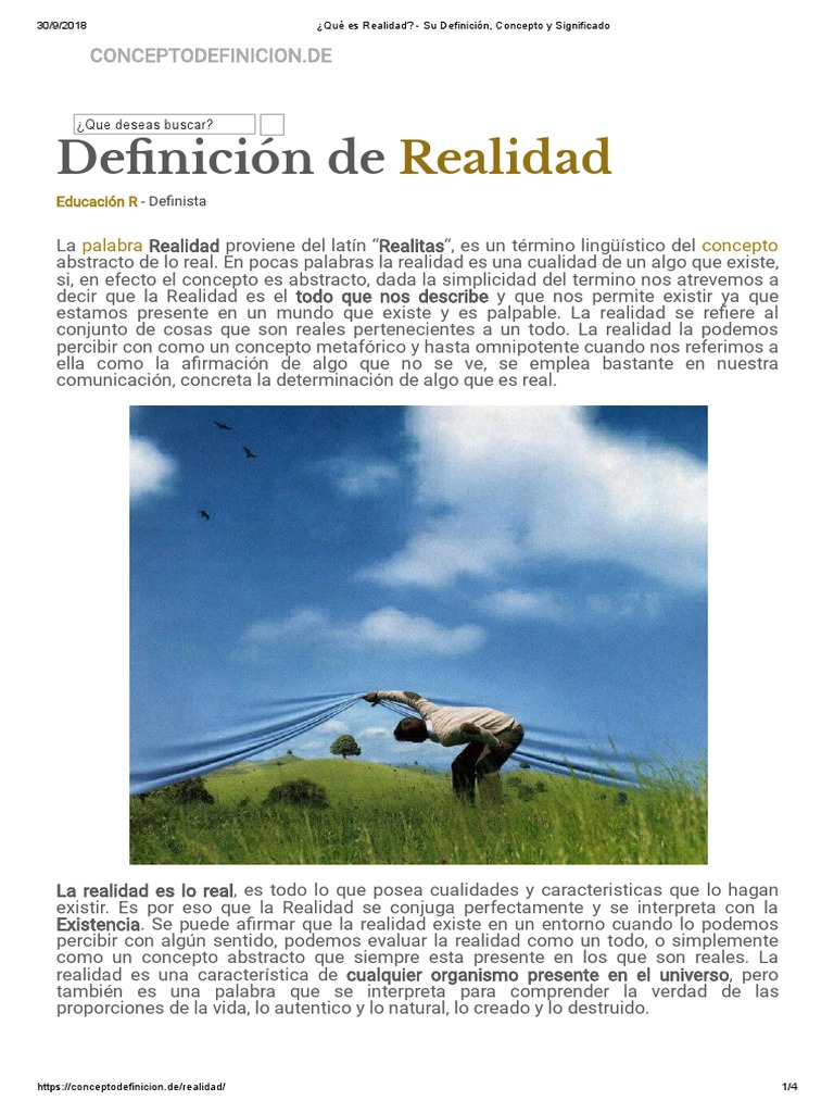 ¿Qué Es Realidad - Su Definición, Concepto y Significado | PDF ...