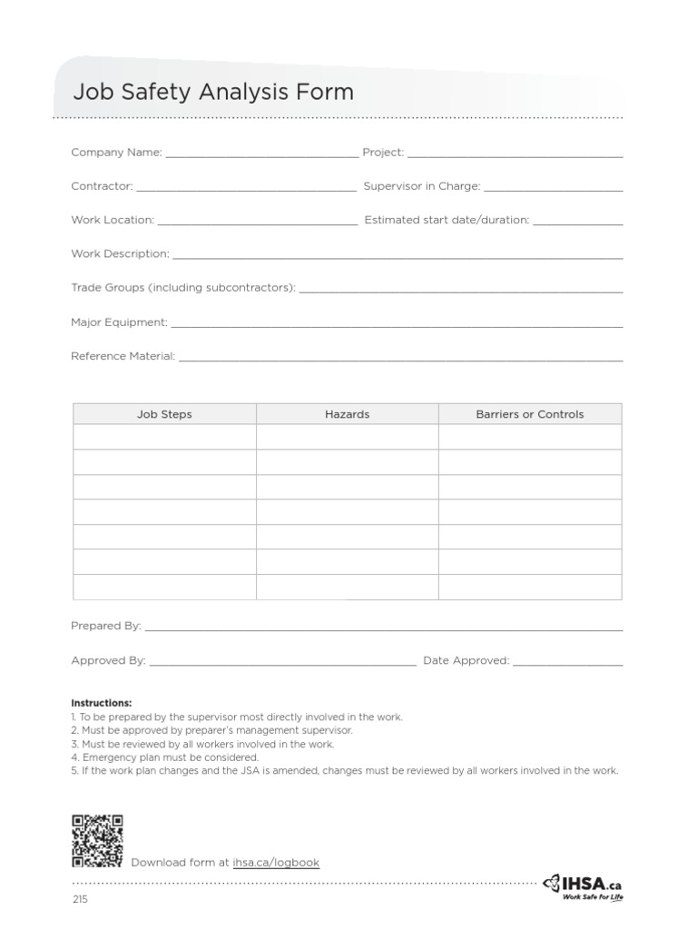 Job Safety Analysis Form PDF | PDF