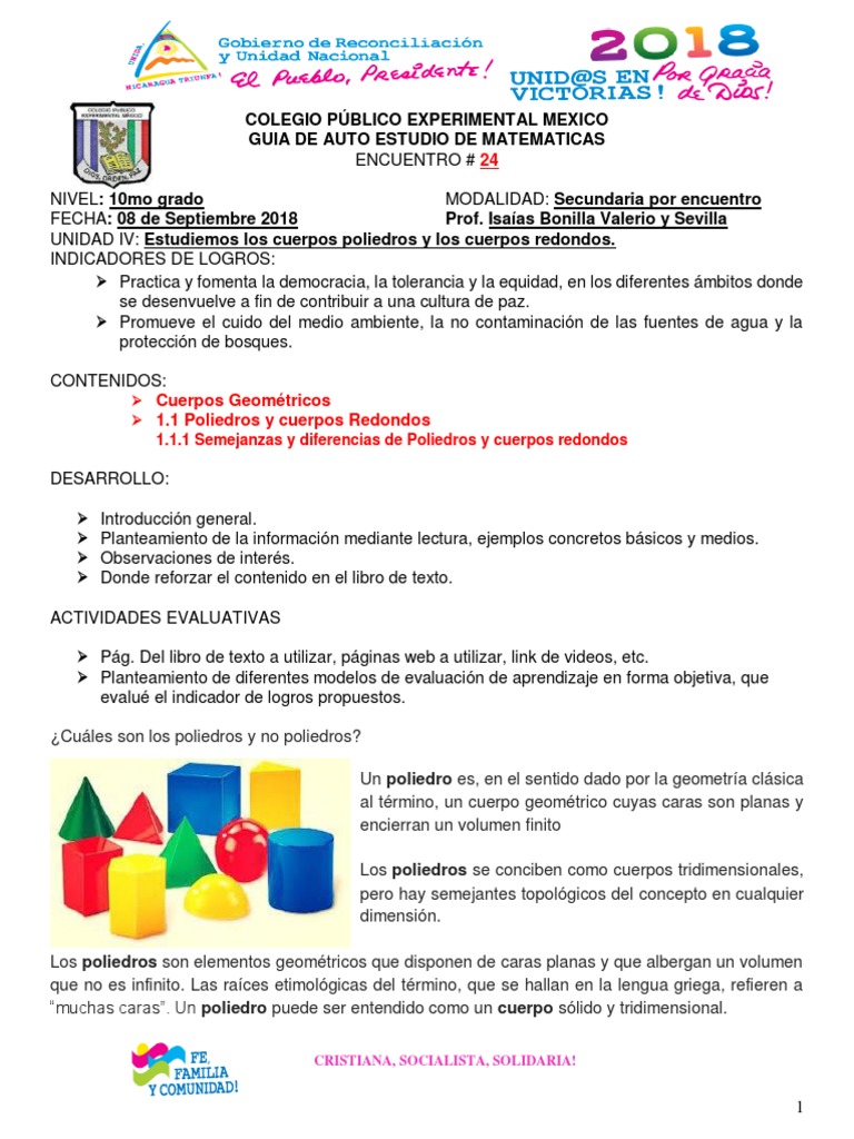 10mo Grado Matemc3a1ticas 08-09-2018 | PDF | Tetraedro | Euclides