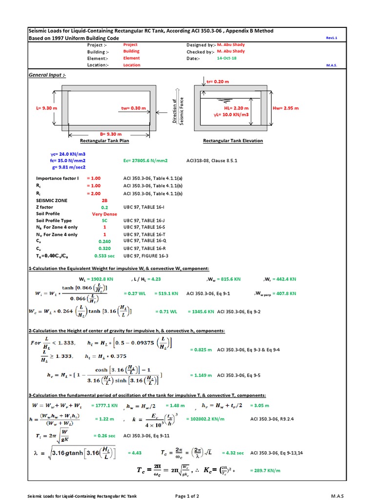 Example Storage Tank Concrete | PDF | Force | Building Engineering